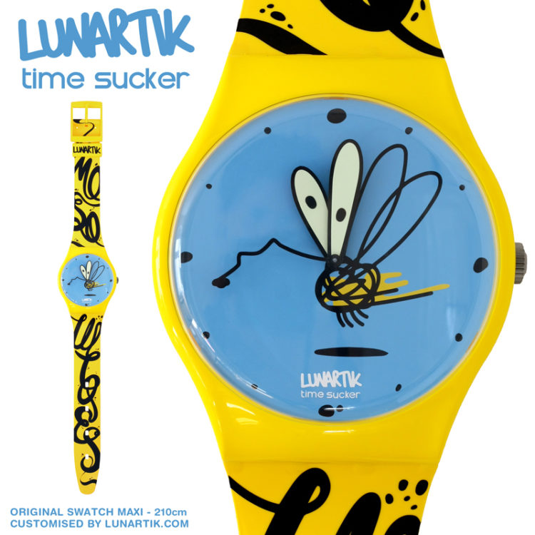 “Time Sucker” Customized Swatch Maxi by Lunartik – Plastic and Plush